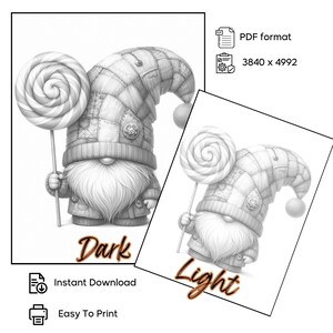 Patchwork Gnomes Coloring Page for Adults Cute Coloring Book for Kids, Printable PDF Instant ...