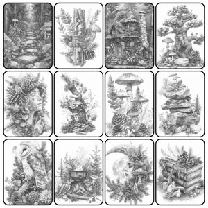 Whimsical Woodland Coloring Page for Adult Nature Coloring Book With a ...