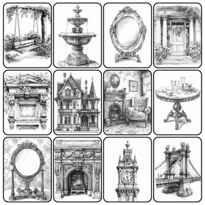 Victorian Coloring Page for Adults Victorian Fashion Style Items ...