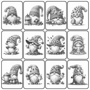 Coffee Gnomes Coloring Page for Adults Cute Gnomes Loves Coffee ...