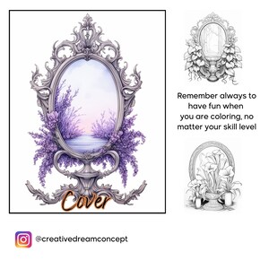 Flower Mirrors Coloring Page for Adults Cute Coloring Book for Kids ...