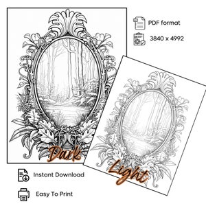 Flower Mirrors Coloring Page for Adults Cute Coloring Book for Kids ...