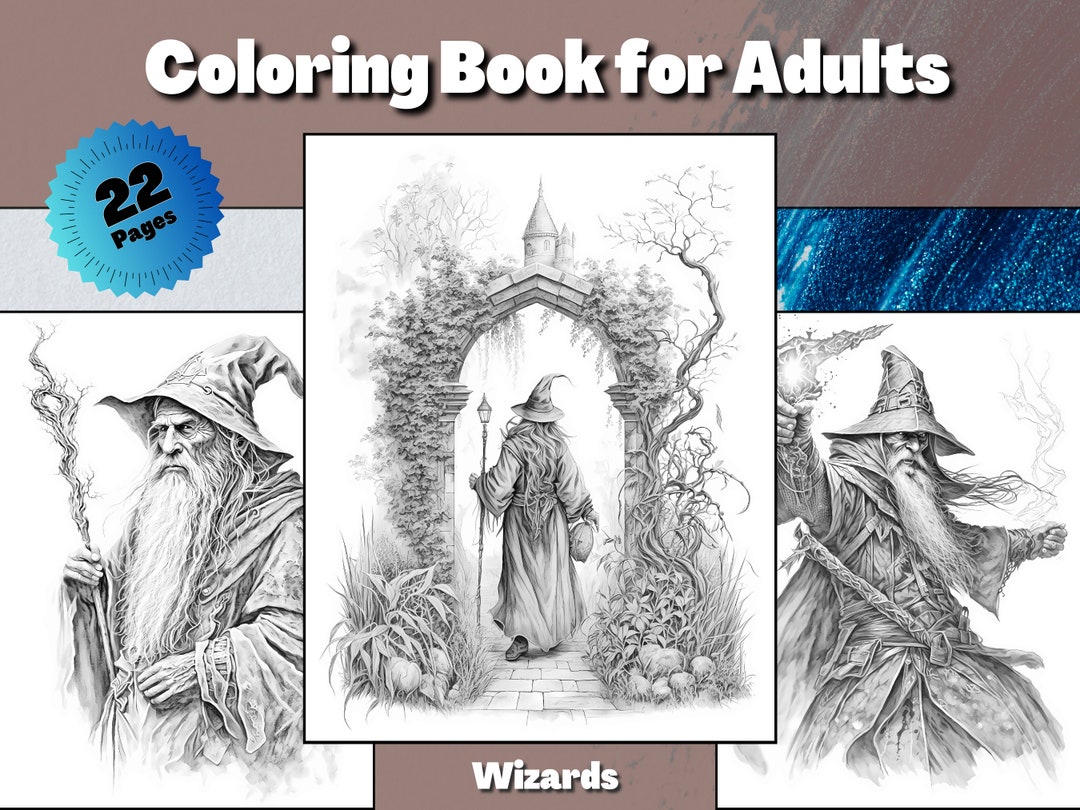 Wizard Coloring Pages for Adults Wizards Grayscale Coloring Book ...