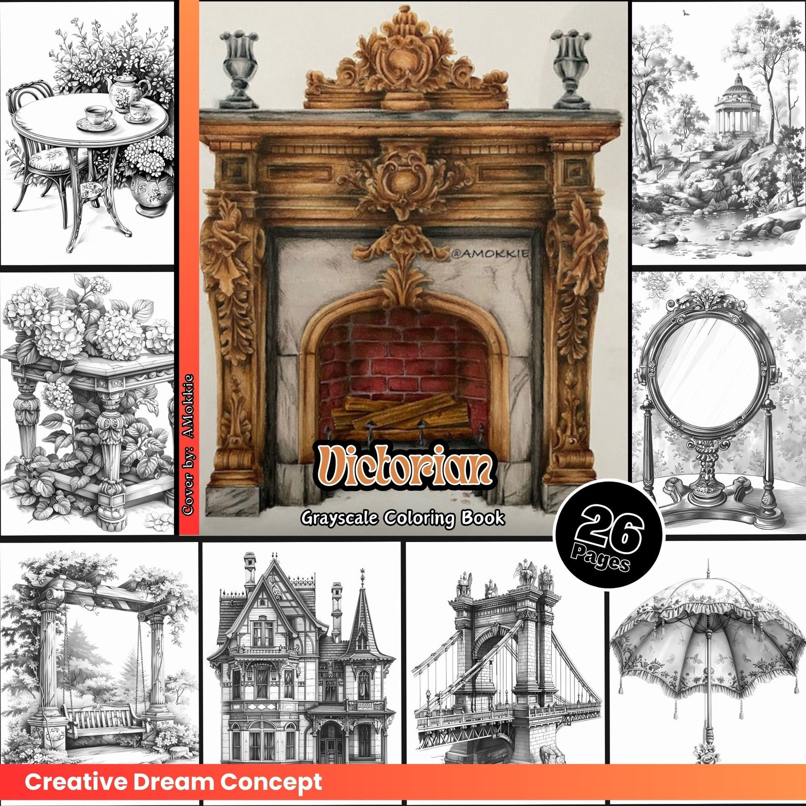 Victorian Coloring Page for Adults Victorian Fashion Style Items ...