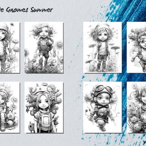 Cute Gnomes Summer Coloring Page for Adults Instant Download PDF ...