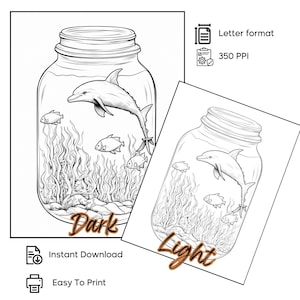 Ocean in a Jar Coloring Page for Adults Under Water Landscape Coloring ...