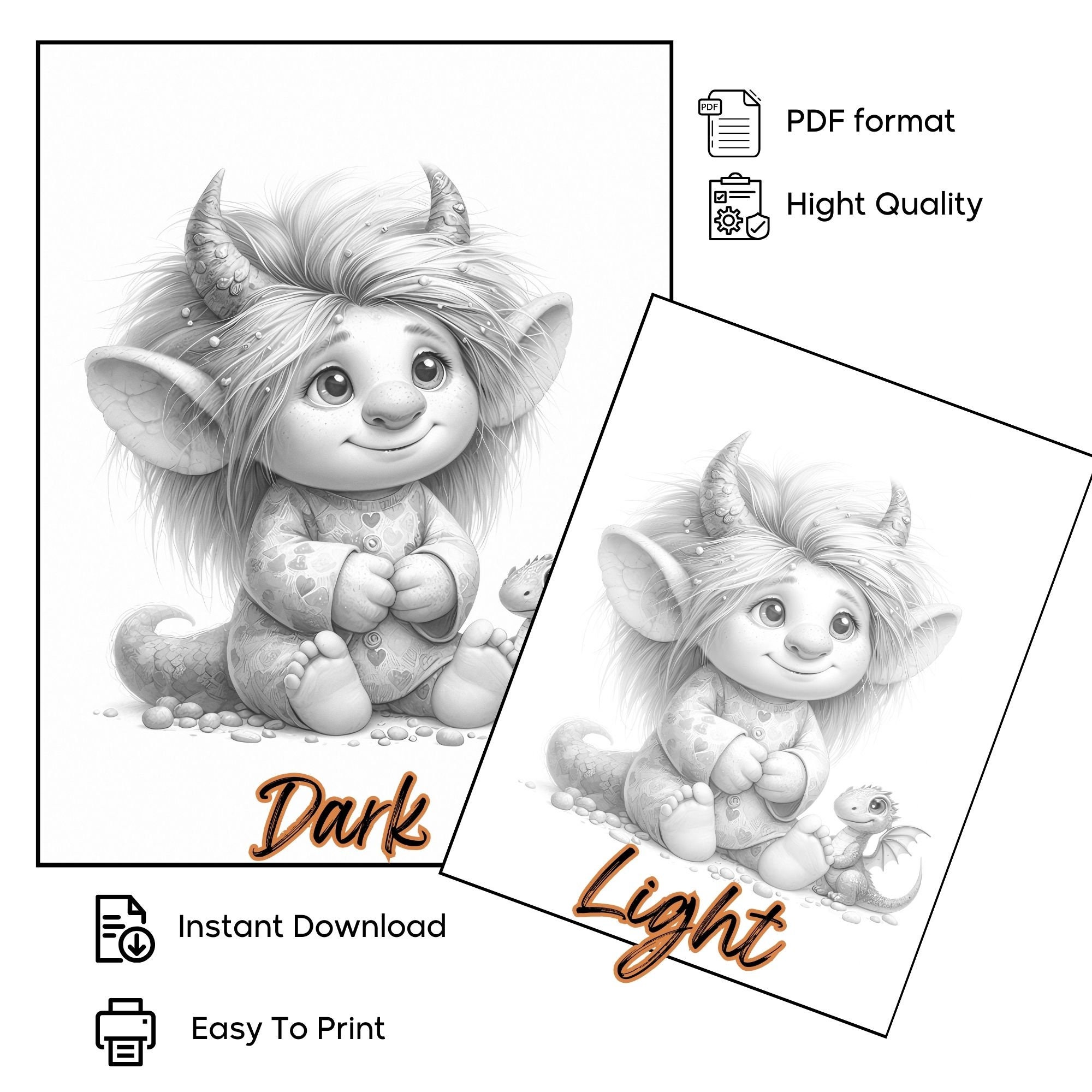 Troll Life Coloring Page for Adults Cute Little Trolls Coloring Book ...