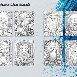 Stained Glass Animals Coloring Page for Adults and Kids Instant ...