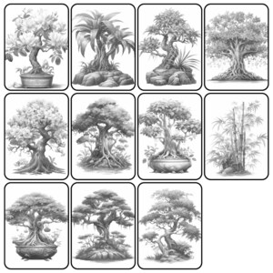 Magical Trees Collection Coloring Page for Adults Amazing Nature ...