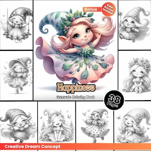 Happiness Coloring Page for Adults Cute Girl Happy and Cheerful ...