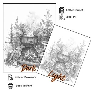 Whimsical Woodland Coloring Page for Adult Nature Coloring Book With a ...