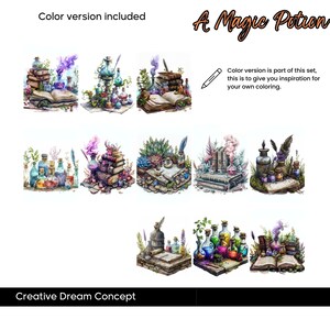A Magic Potion Coloring Page for Adults Fantasy World Coloring Book ...