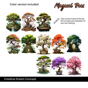 Magical Trees Collection Coloring Page for Adults Amazing Nature ...