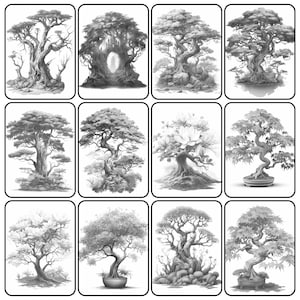 Magical Trees Collection Coloring Page for Adults Amazing Nature ...