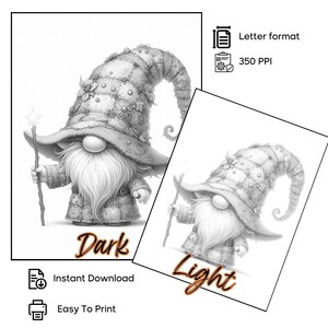 Patchwork Gnomes Coloring Page for Adults Cute Coloring Book for Kids, Printable PDF Instant ...