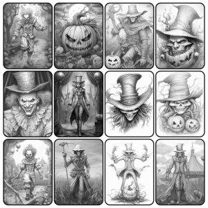 Creepy Halloween Coloring Page for Adults Spooky Creatures Coloring ...