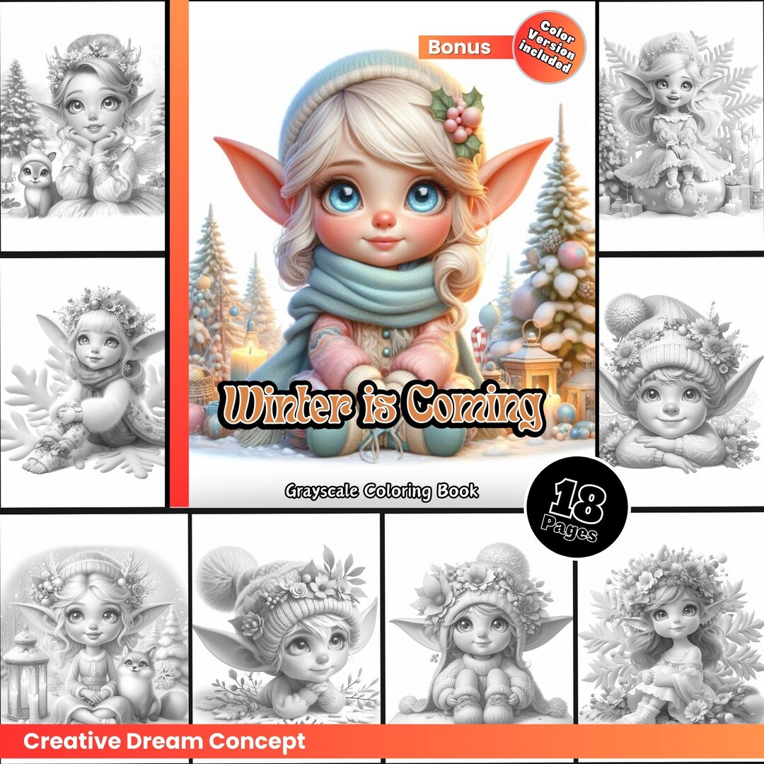 Winter is Coming Coloring Page for Adults Cute Gnome Girls Coloring ...