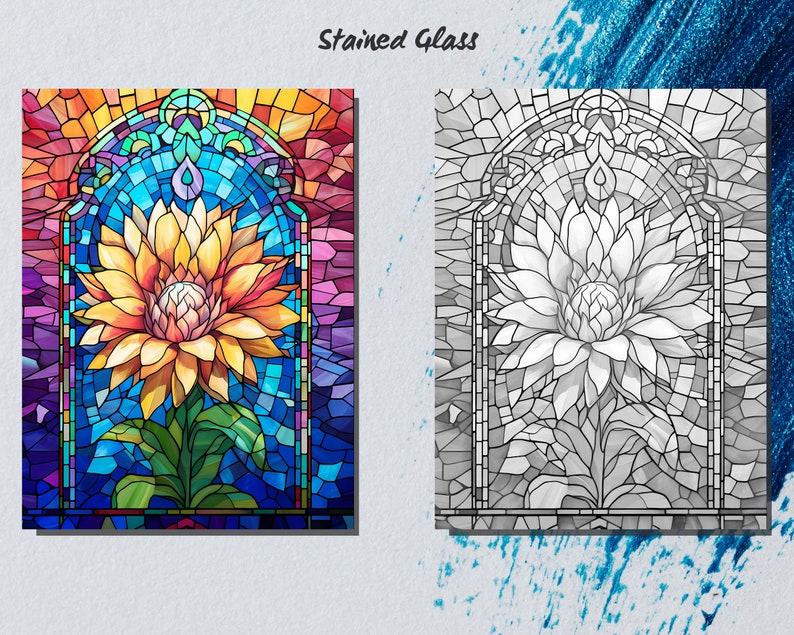 Stained Glass Coloring Page for Adults and Kids Instant Download ...