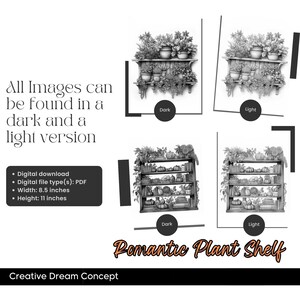 Romantic Plant Shelf Coloring Page for Adults Autumn Flower Coloring ...