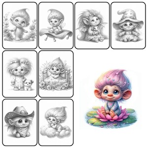 Troll Life Coloring Page for Adults Cute Little Trolls Coloring Book ...