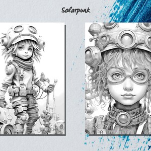 Solarpunk Girls Fantasy Coloring Page, Adults + Kids- Instant Download ...