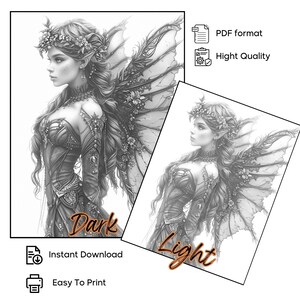 Dark Fairy Coloring Pages for Adult Gothic Coloring Book, Beautiful ...