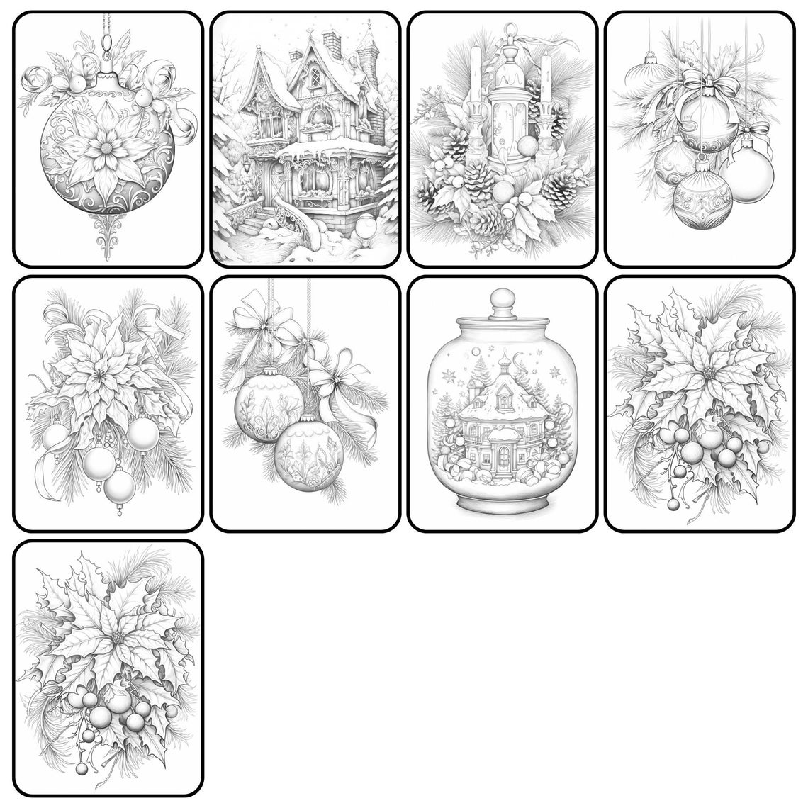 Christmas Decor Coloring Page for Adults Xmas Coloring Book for Kids ...