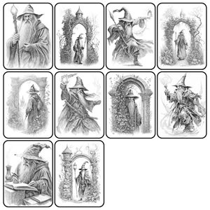Wizard Coloring Pages for Adults Wizards Grayscale Coloring Book ...
