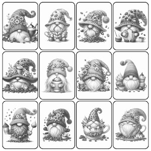 Coffee Gnomes Coloring Page for Adults Cute Gnomes Loves Coffee ...