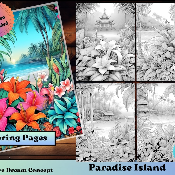 Paradise Coloring Pages - Etsy