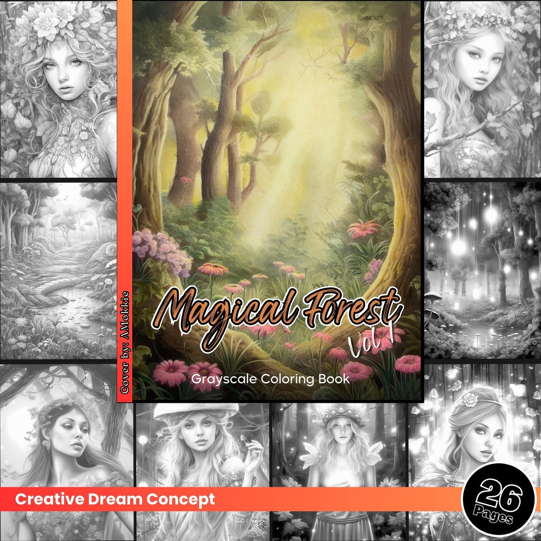 Magic Forest Coloring Page for Adults Beautiful Woman Coloring Book ...