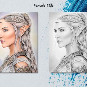 Female Elves Coloring Pages for Adults and for Kids Cute Pixie ...