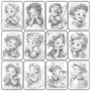 Spring Fairies Coloring Page for Adults Cute Adorable Girls Coloring ...