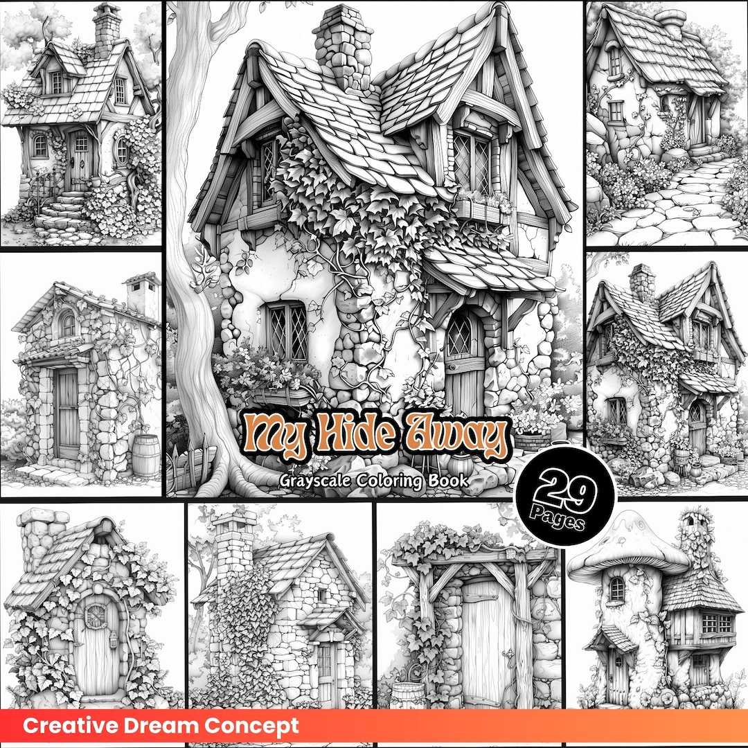 My Hide Away Coloring Page for Adults House in Nature Coloring Book ...