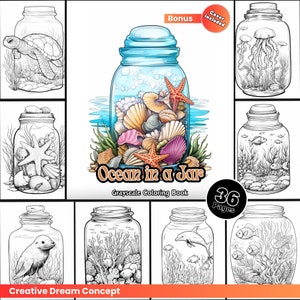 Ocean in a Jar Coloring Page for Adults Under Water Landscape Coloring ...
