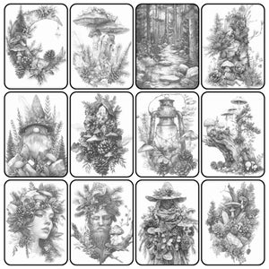 Whimsical Woodland Coloring Page for Adult Nature Coloring Book With a ...