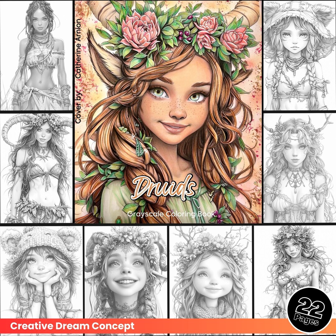 Druids Coloring Page for Adults Stunning Looking Woman Coloring Book ...