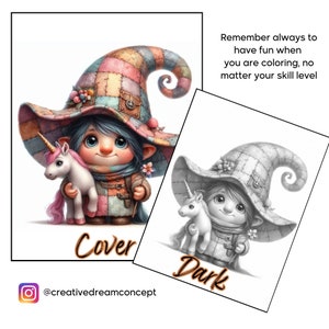 Patchwork Gnomes Coloring Page for Adults Cute Coloring Book for Kids, Printable PDF Instant ...