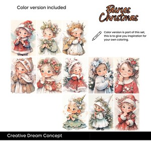 Fairies Christmas Coloring Page for Adults Cute Elf Coloring Book ...