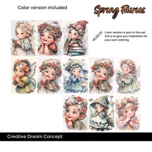 Spring Fairies Coloring Page for Adults Cute Adorable Girls Coloring ...