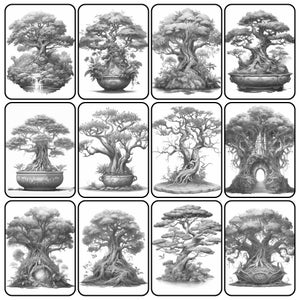 Magical Trees Collection Coloring Page for Adults Amazing Nature ...