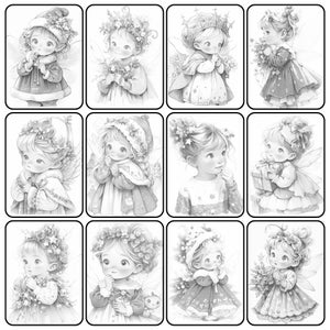 Fairies Christmas Coloring Page for Adults Cute Elf Coloring Book ...