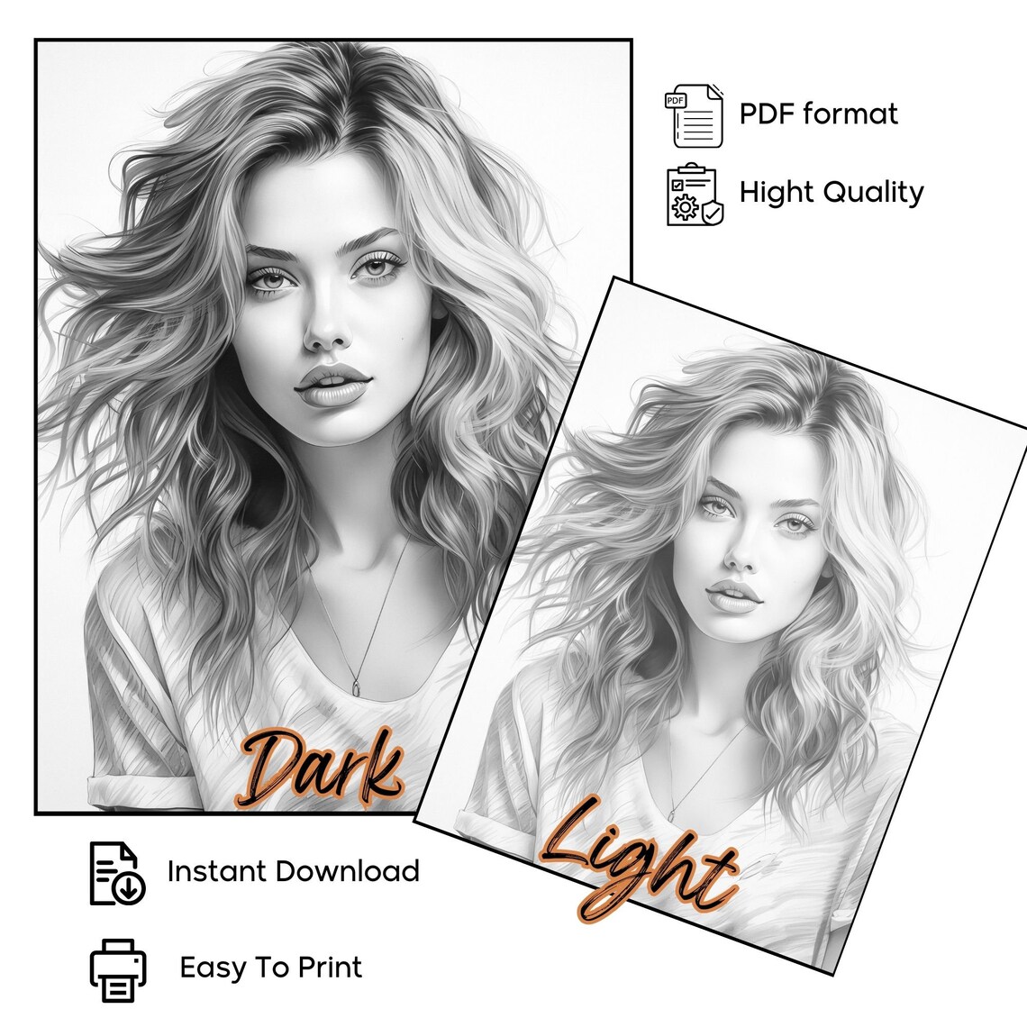 Hair Styles Coloring Page for Adults Beautiful Women Coloring Book ...