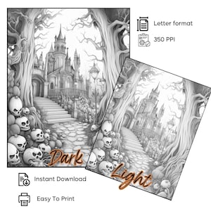 Creepy Halloween Coloring Page for Adults Spooky Creatures Coloring ...