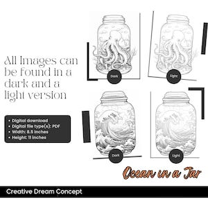 Ocean in a Jar Coloring Page for Adults Under Water Landscape Coloring ...