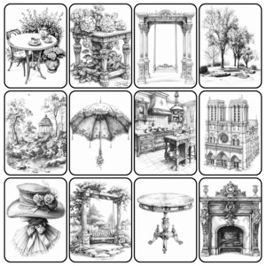 Victorian Coloring Page for Adults Victorian Fashion Style Items ...