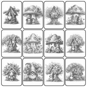 Welcome to My House Coloring Page for Adults Cute Gnome Houses Coloring ...