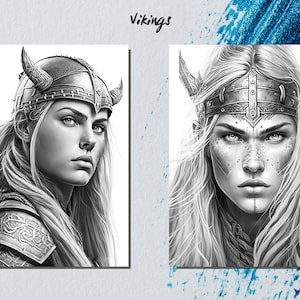 Vikings Grayscale Coloring Book for Adults Printable Norse - Etsy