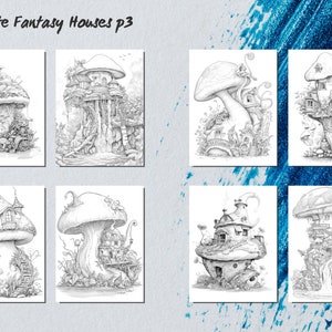 Enchanted Fairy Mushroom Houses Coloring Book for Adults Kids Coloring ...