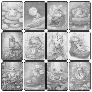 Frog Fairy Tales Coloring Page for Adults Frogs in a Fantasy Worl ...